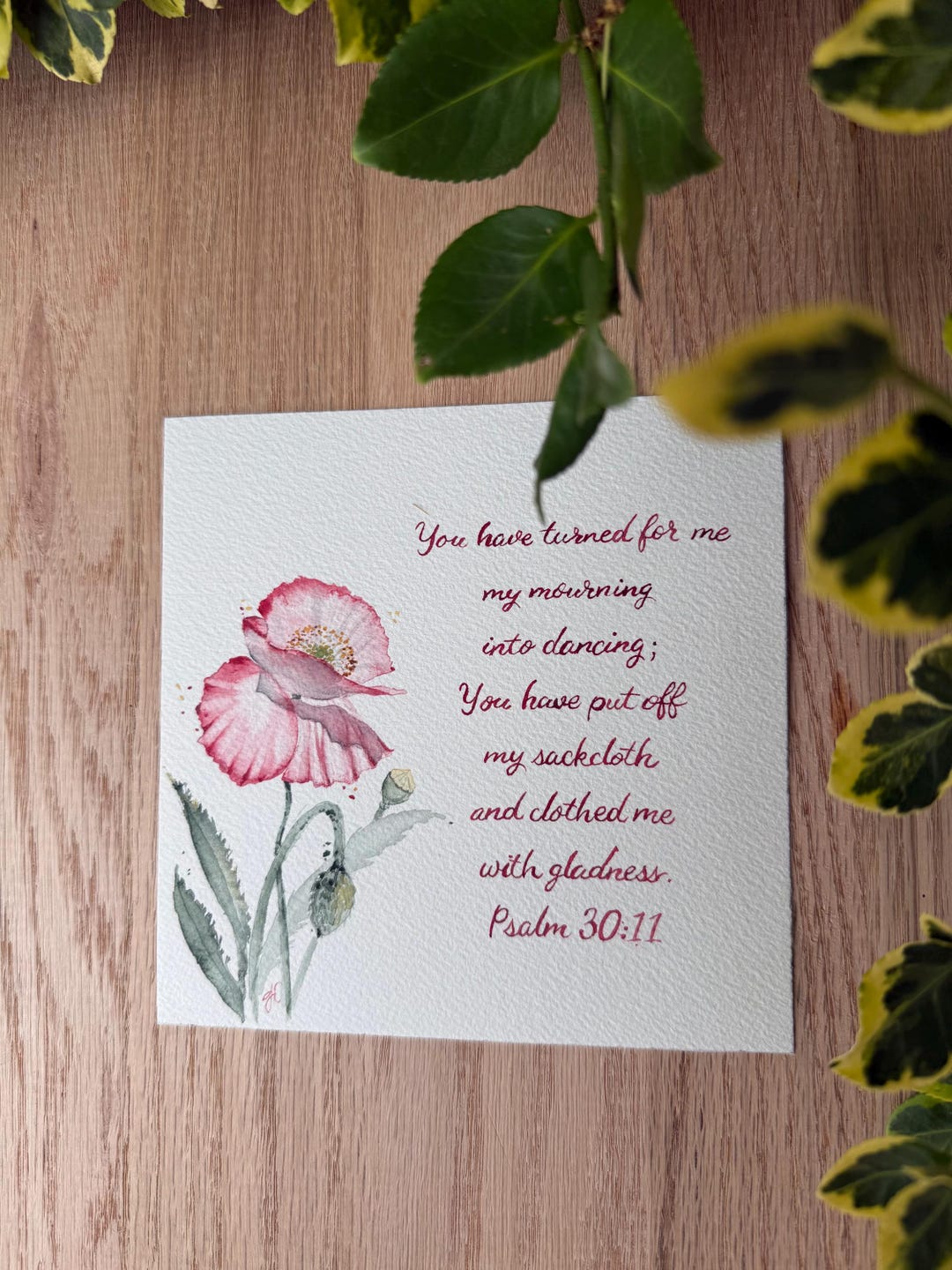 Wild Flower Poppy, Psalm 30:11, Watercolor Original, Bible Verse ...