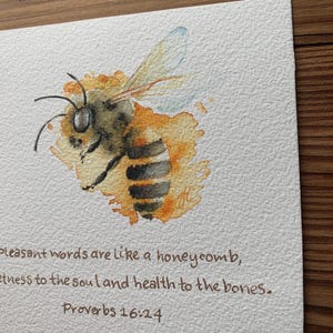 Proverbs 16:24 Pleasant Words Honeycomb, Honeybee Original Watercolor ...
