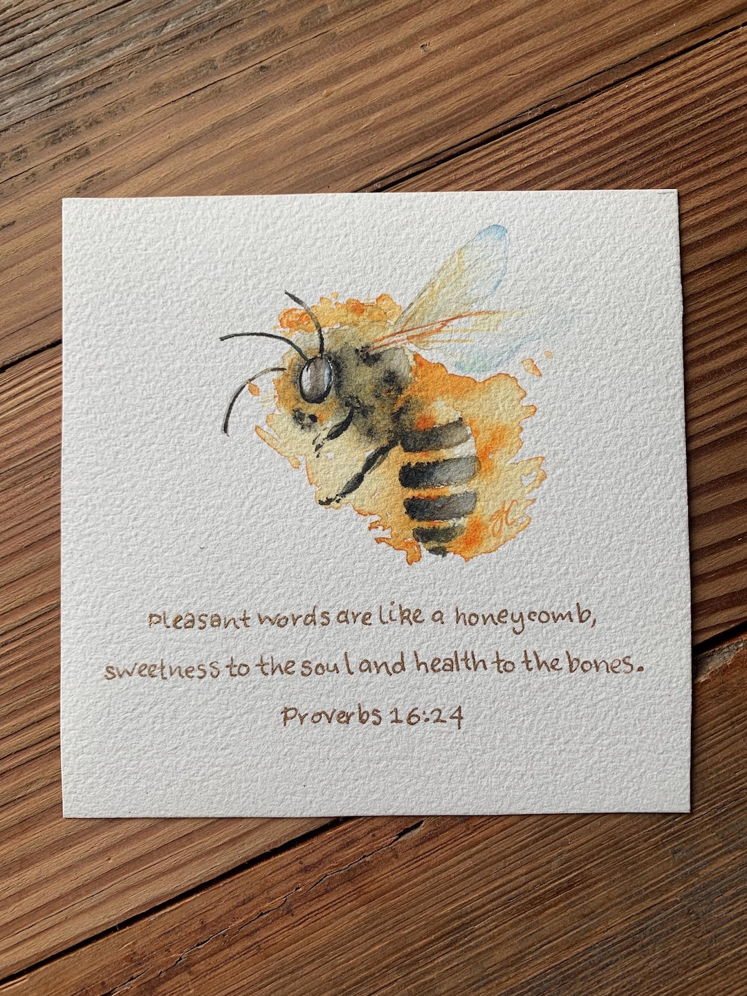 Proverbs 16:24 Pleasant Words Honeycomb, Honeybee Original Watercolor ...
