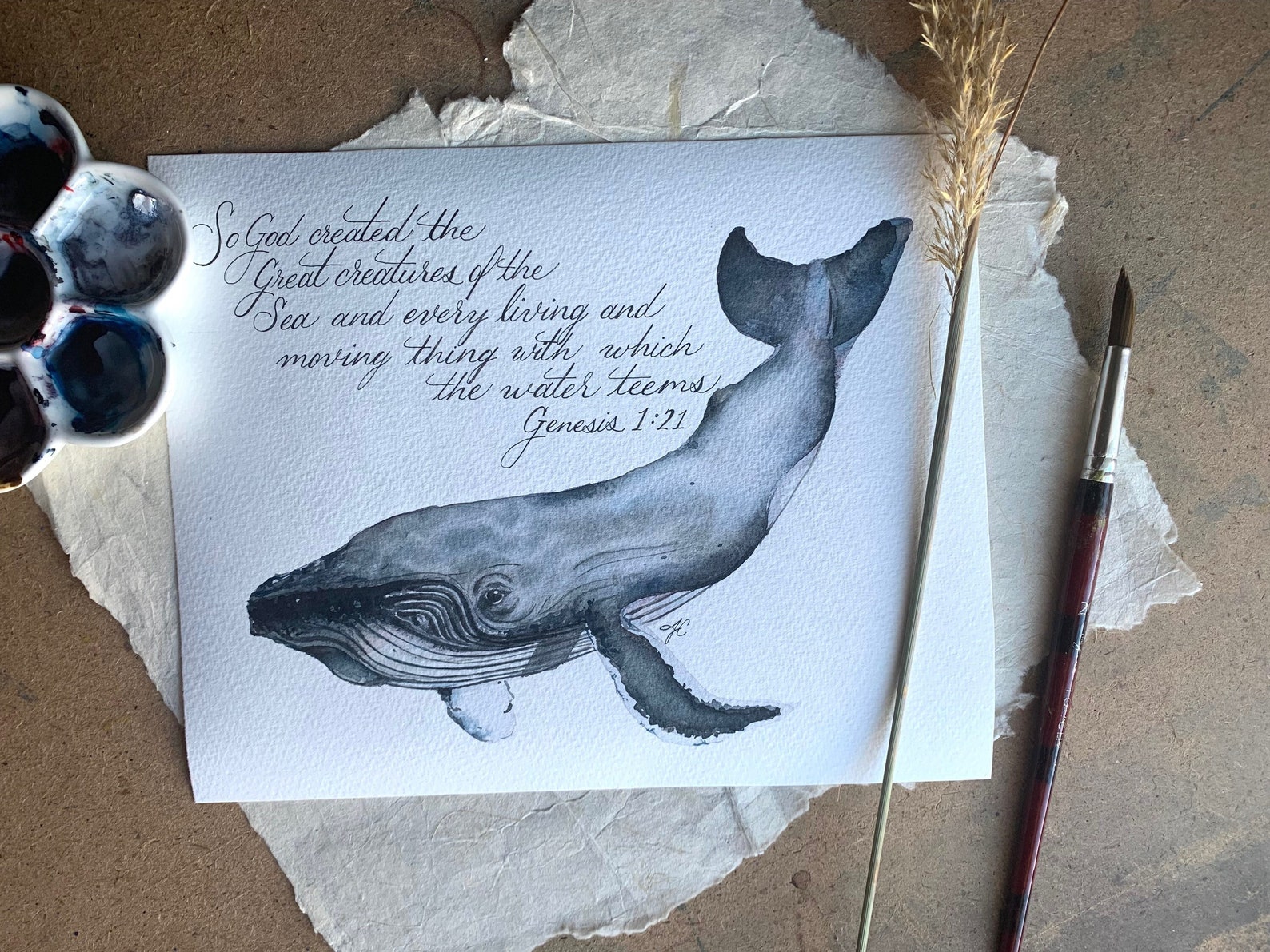 Genesis 1:21 so God Created the Great Sea Creatures Original - Etsy