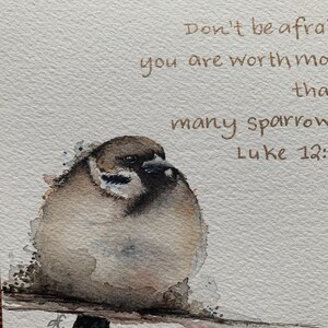 Luke 12:7 Watercolor Painting, Sparrow, Worth More Than Many Sparrows, Bible Verse, Christian ...