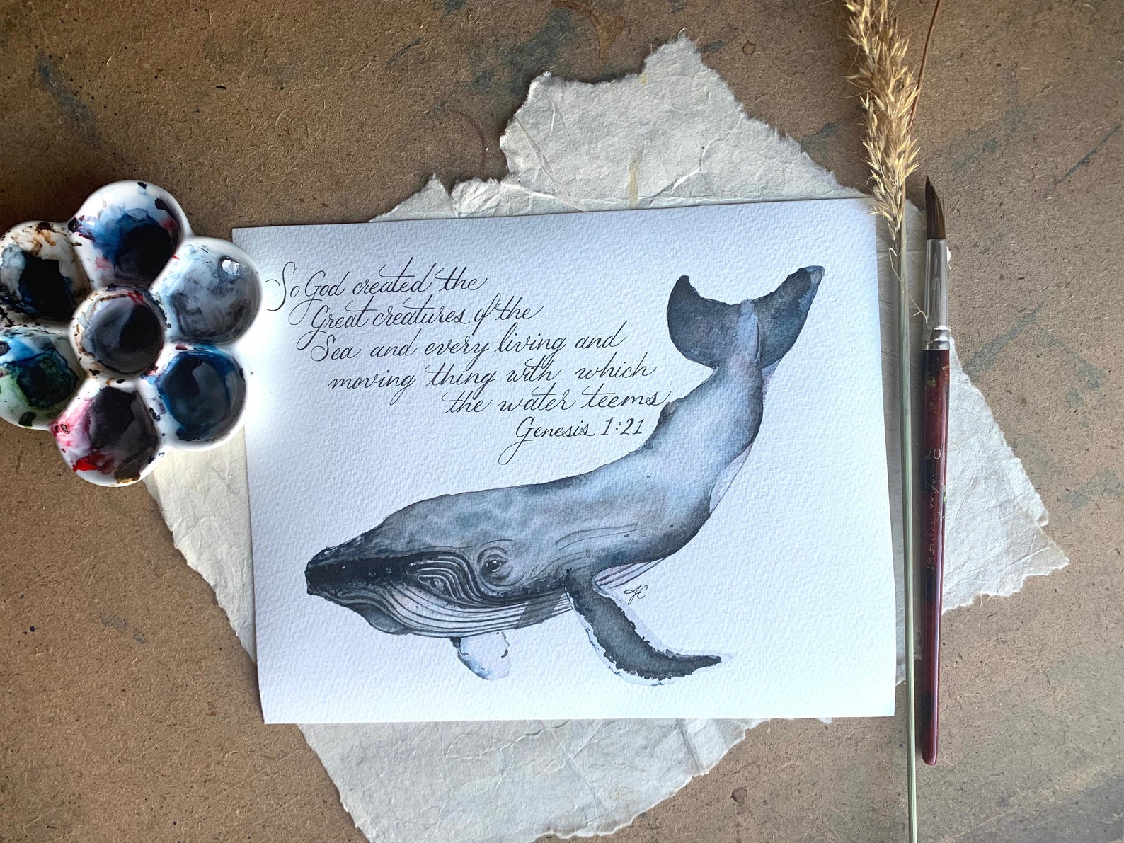 Genesis 1:21 so God Created the Great Sea Creatures Original - Etsy