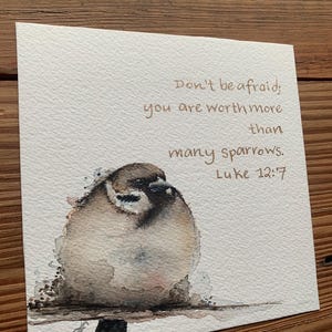 Luke 12:7 Watercolor Painting, Sparrow, Worth More Than Many Sparrows ...