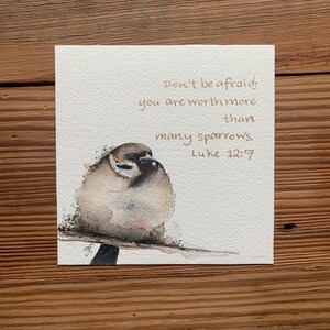 Luke 12:7 Watercolor Painting, Sparrow, Worth More Than Many Sparrows, Bible Verse, Christian ...