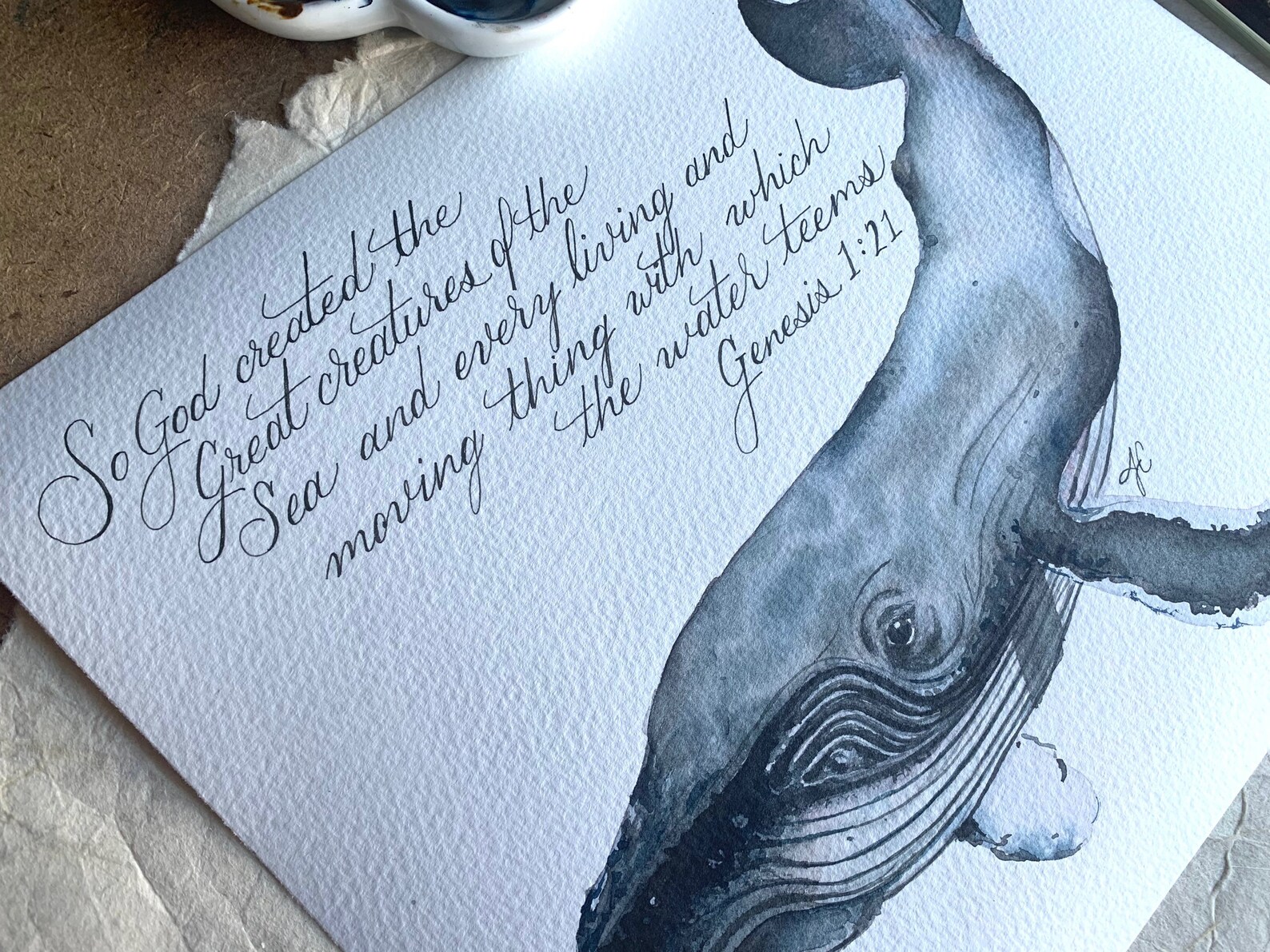 Genesis 1:21 so God Created the Great Sea Creatures Original - Etsy