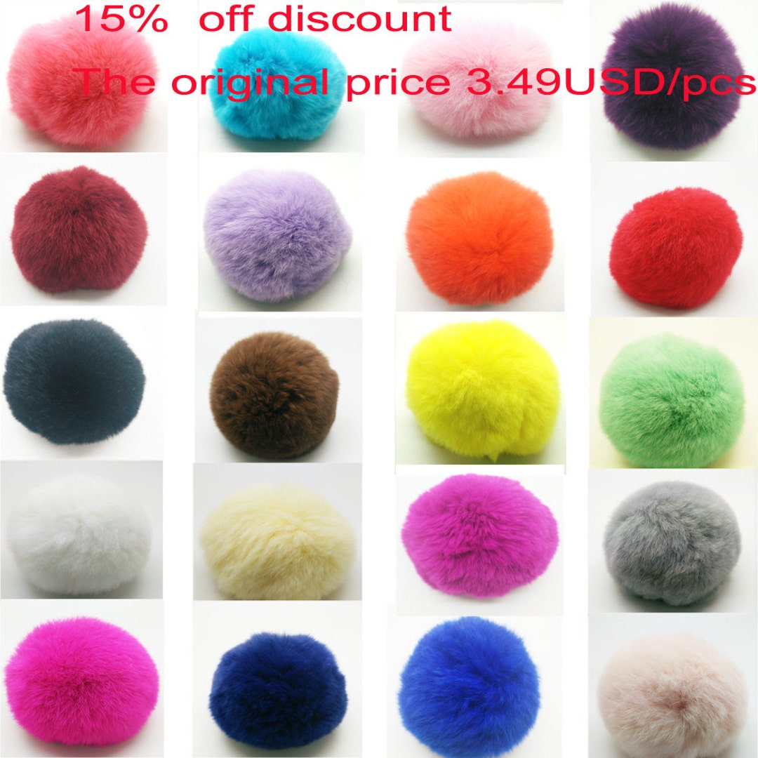 Genuine 8cm DIY Rex Rabbit Fur Ball Furry Pom Pom for Mobile Phone Tag ...