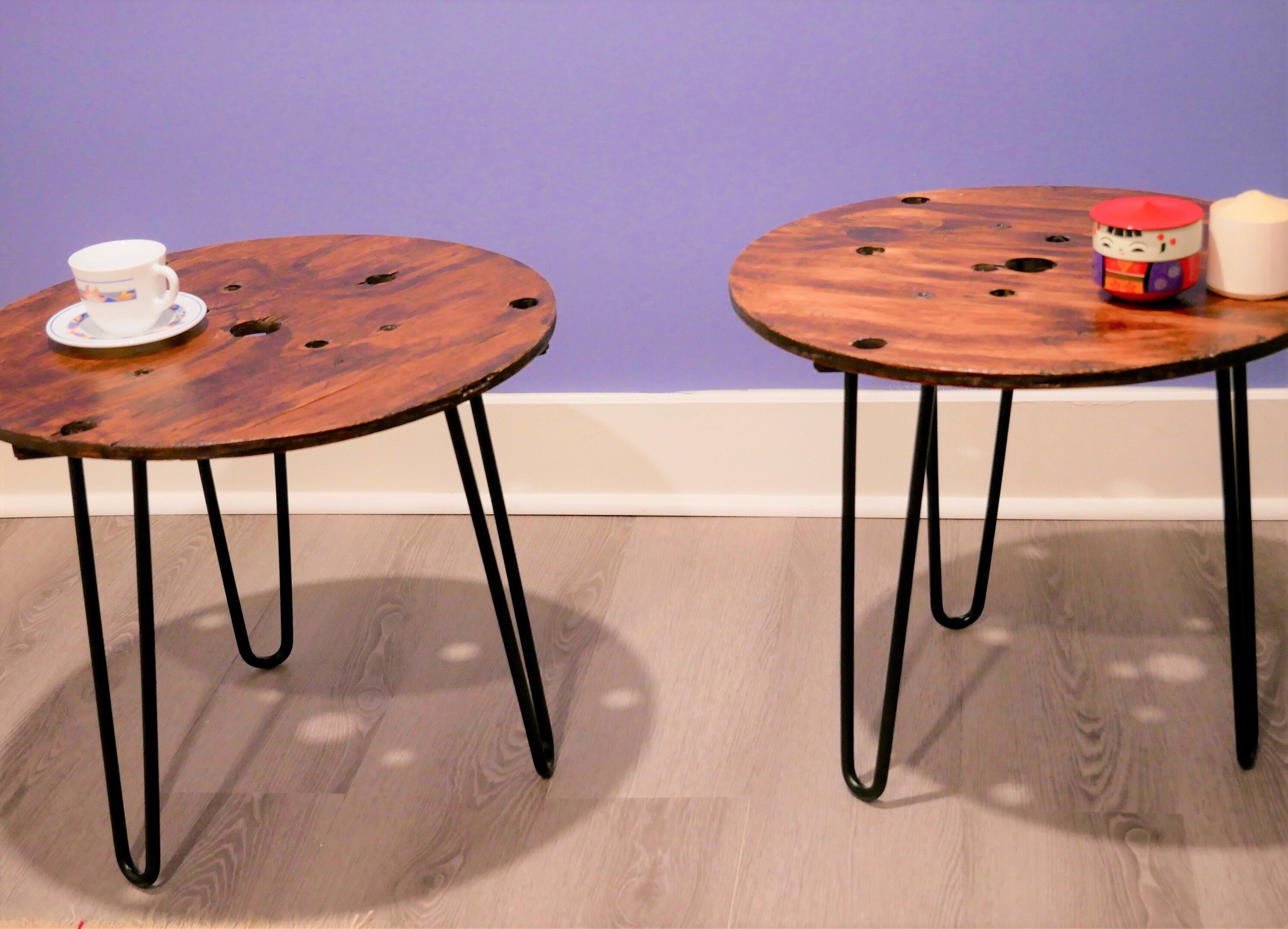 MAKARI - Cable Spool Side Table With Hairpin Legs - Etsy