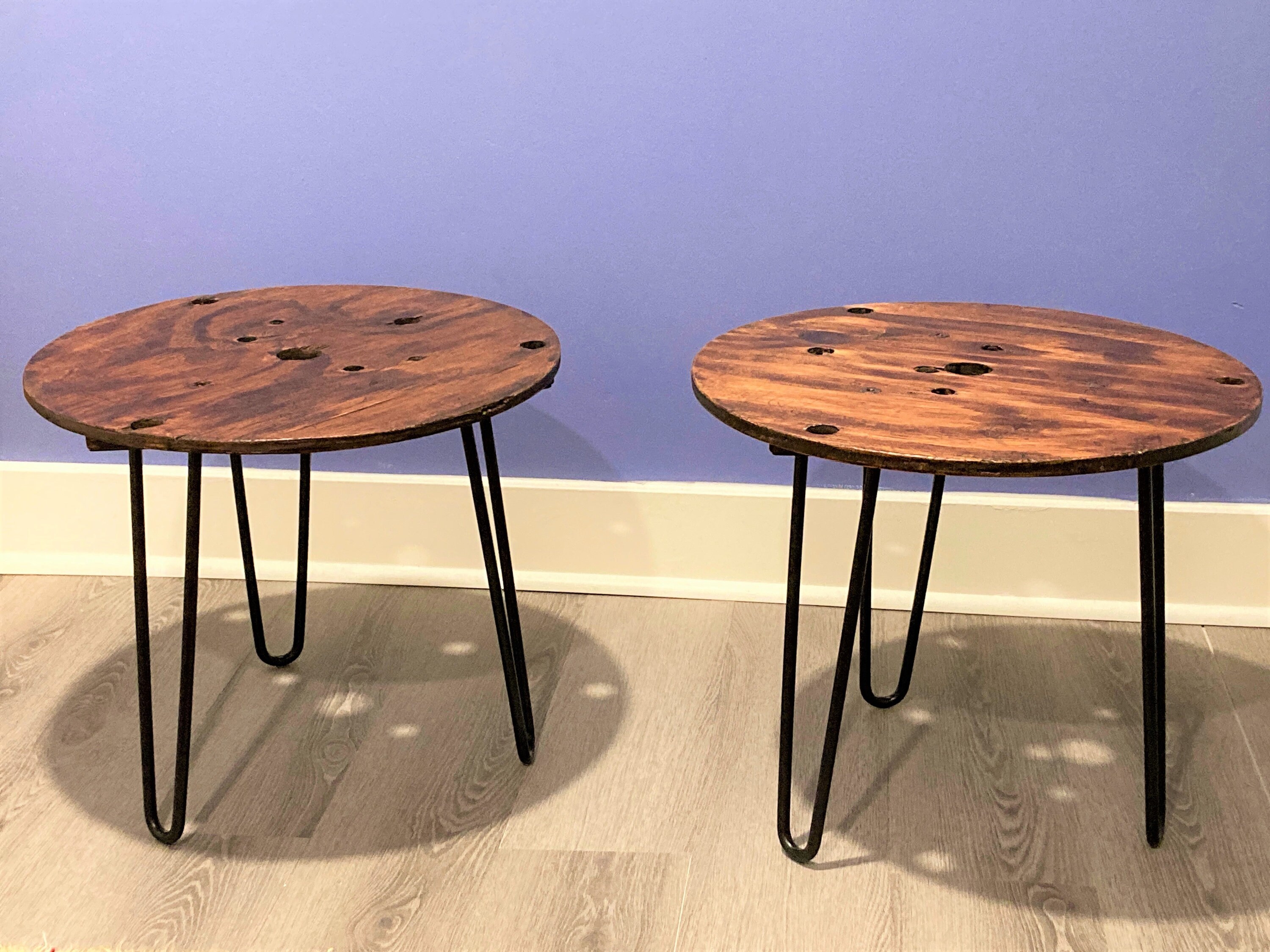 MAKARI - Cable Spool Side Table With Hairpin Legs - Etsy