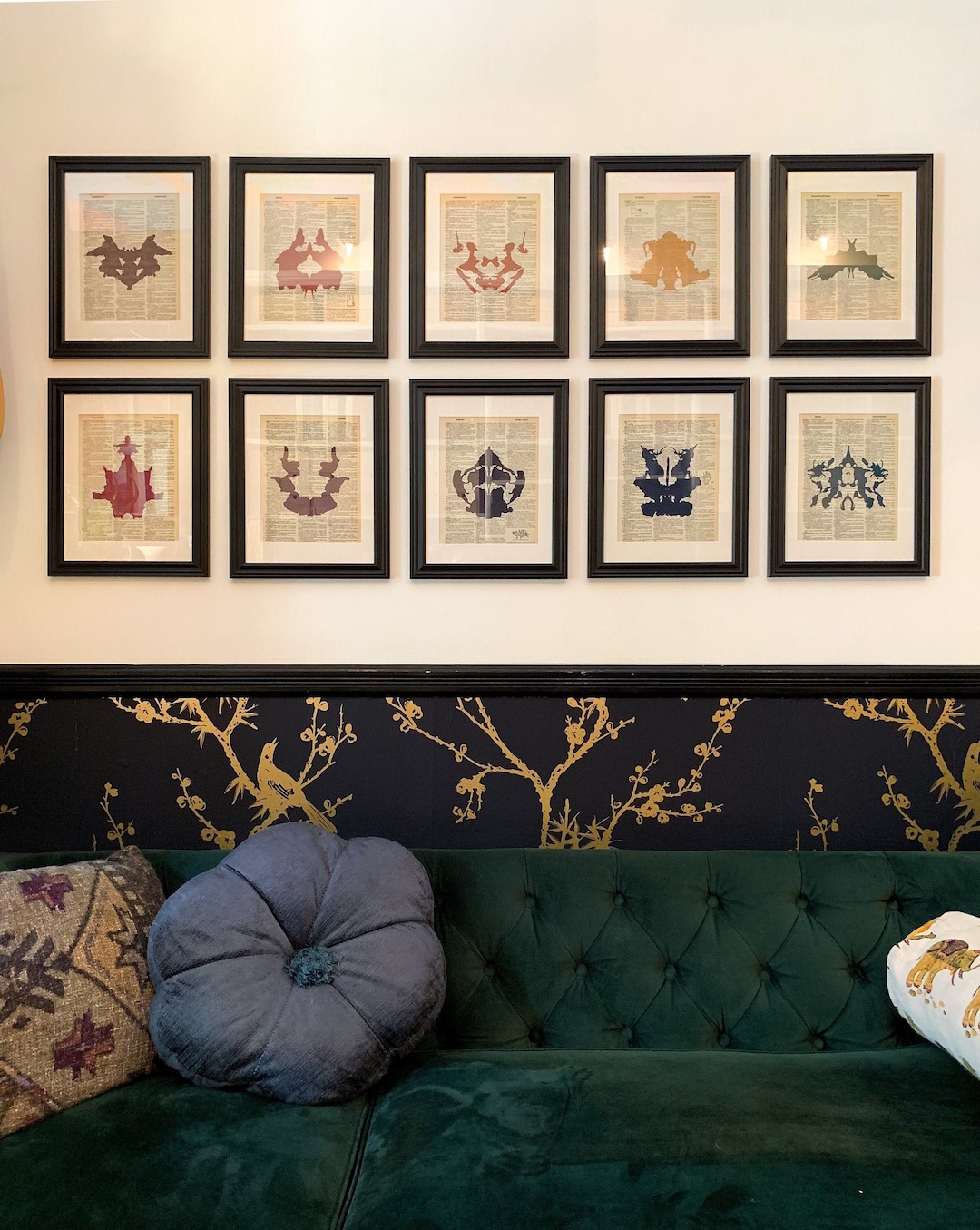 Rorschach Ink Blot Print Set on Vintage Dictionary Pages / Black or ...