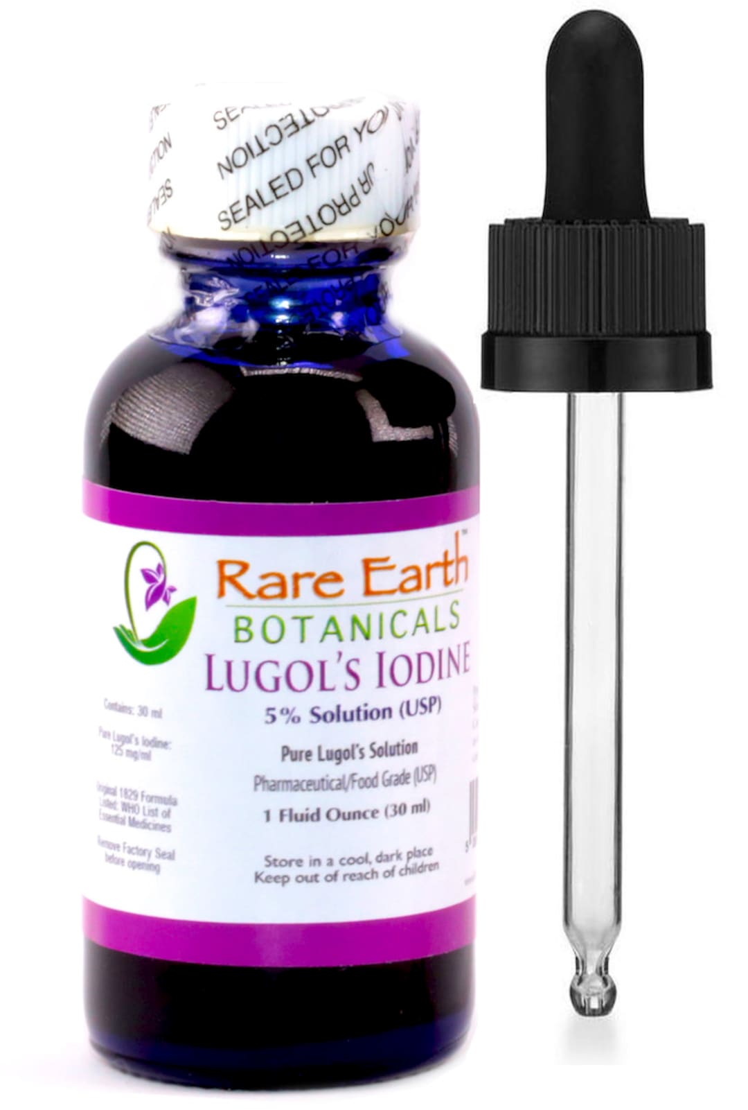 Lugol's Iodine Solution 5%, 1 Oz, Free Shipping - Rare Earth BOTANICALS ...