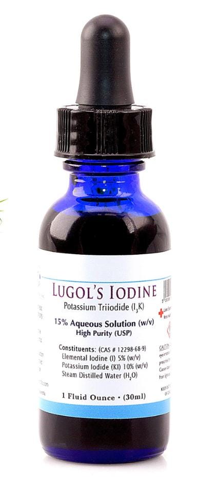 1 Oz 15% Lugol's Solution of Iodine Maximum Strength High Purity Glass ...