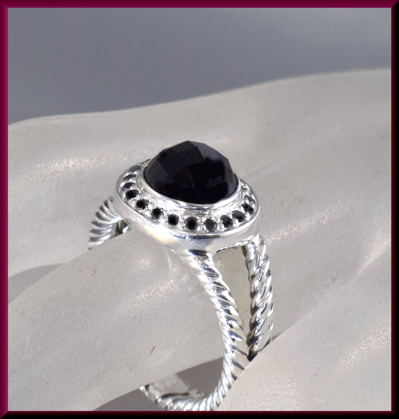 David Yurman Ring Onyx and Black Diamonds Cerise Halo | Etsy