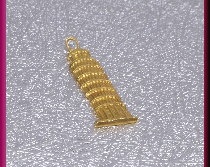 Leaning Tower of Pisa Charm, 18k Yellow Gold Charm, Famous Landmark ...