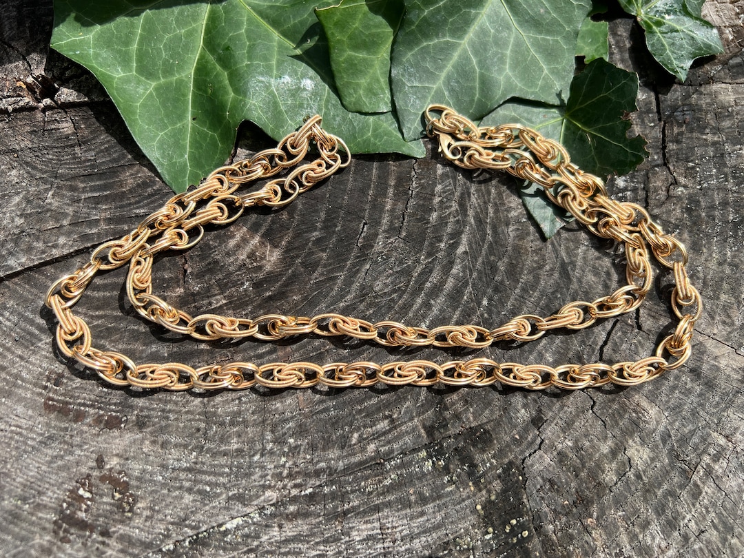 Long Gold Necklace, Chunky Gold Necklace, Thick Gold Chain, Long ...