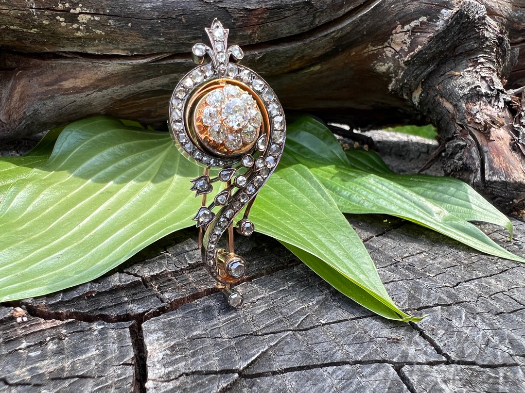 Victorian G Clef Pin, Diamond G Clef Pin, Rose Cut Diamond Pin - Etsy