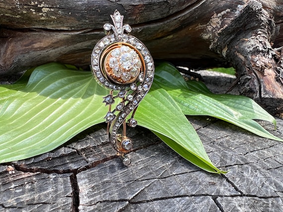 Victorian G Clef Pin, Diamond G Clef Pin, Rose Cut … - Gem