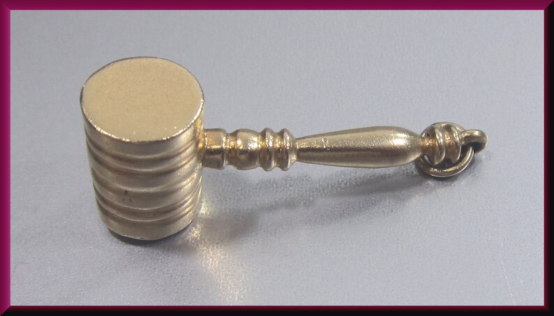 14K Yellow Gold Judge's Gavel Charm or Pendant Gift for - Etsy