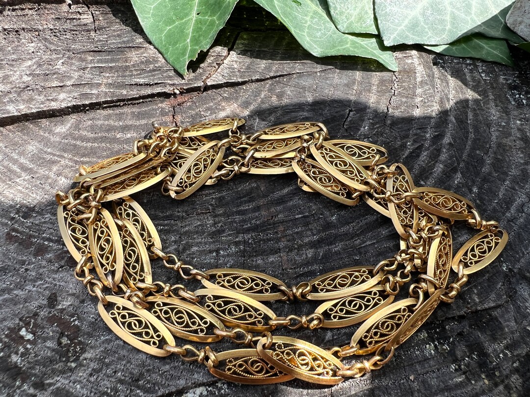 Victorian Chain, Ornate Gold Chain, Antique Gold Chain, Long Layering ...