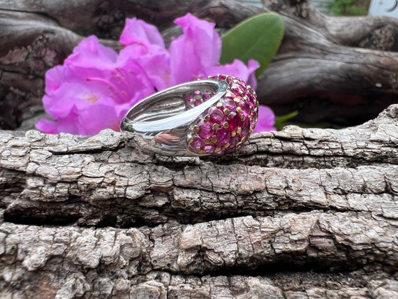 Wide Gold Ruby Band, Ruby Dome Band, Wide Ruby Ring, … - Gem