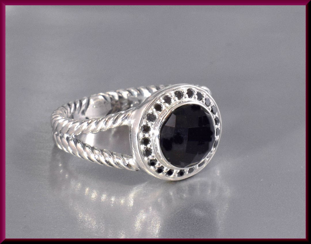 David Yurman Ring Onyx and Black Diamonds Cerise Halo - Etsy