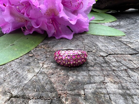 Wide Gold Ruby Band, Ruby Dome Band, Wide Ruby Ring, … - Gem