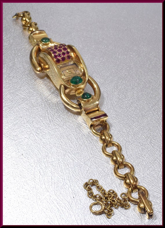 Art Deco Ruby Watch, Emerald Watch, Eloga Watch, Yell… - Gem