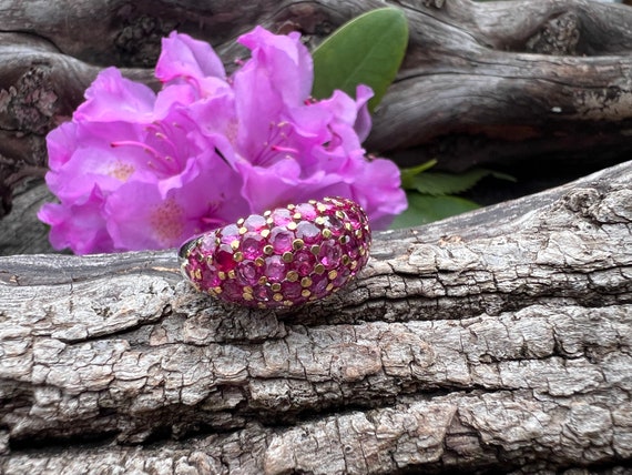 Wide Gold Ruby Band, Ruby Dome Band, Wide Ruby Ring, … - Gem