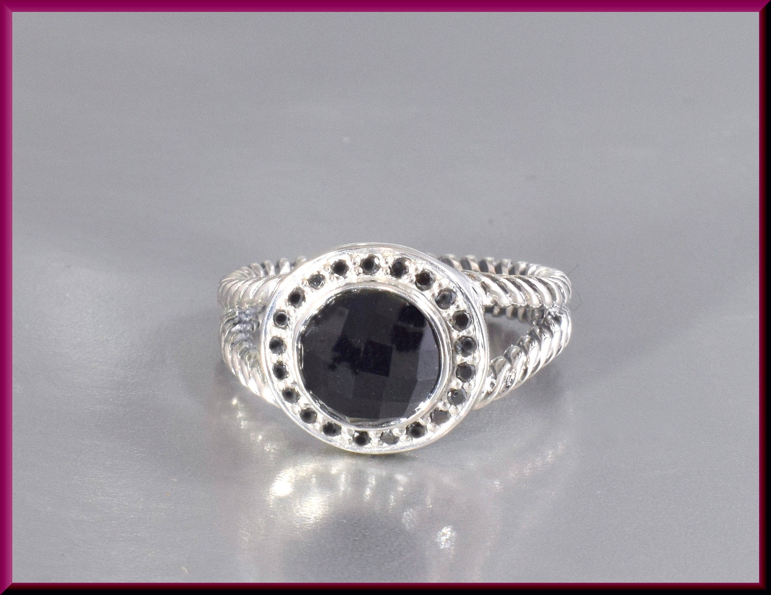 David Yurman Ring Onyx and Black Diamonds Cerise Halo | Etsy