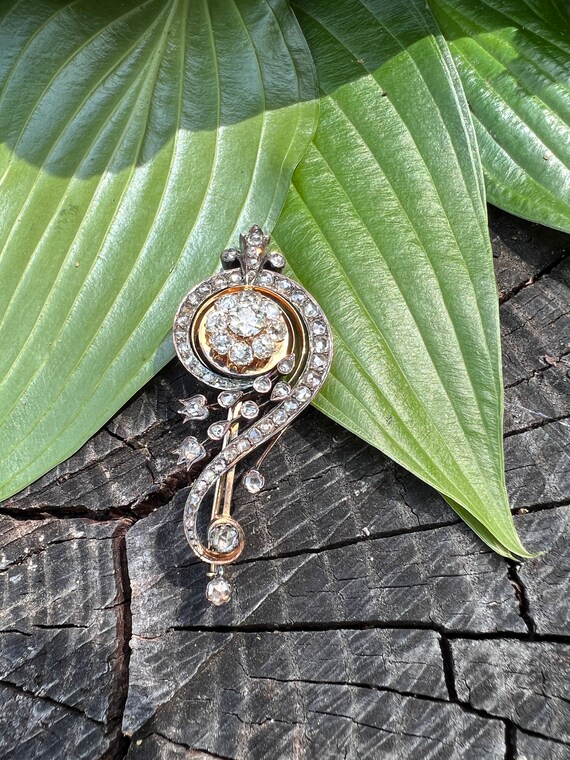 Victorian G Clef Pin, Diamond G Clef Pin, Rose Cut … - Gem