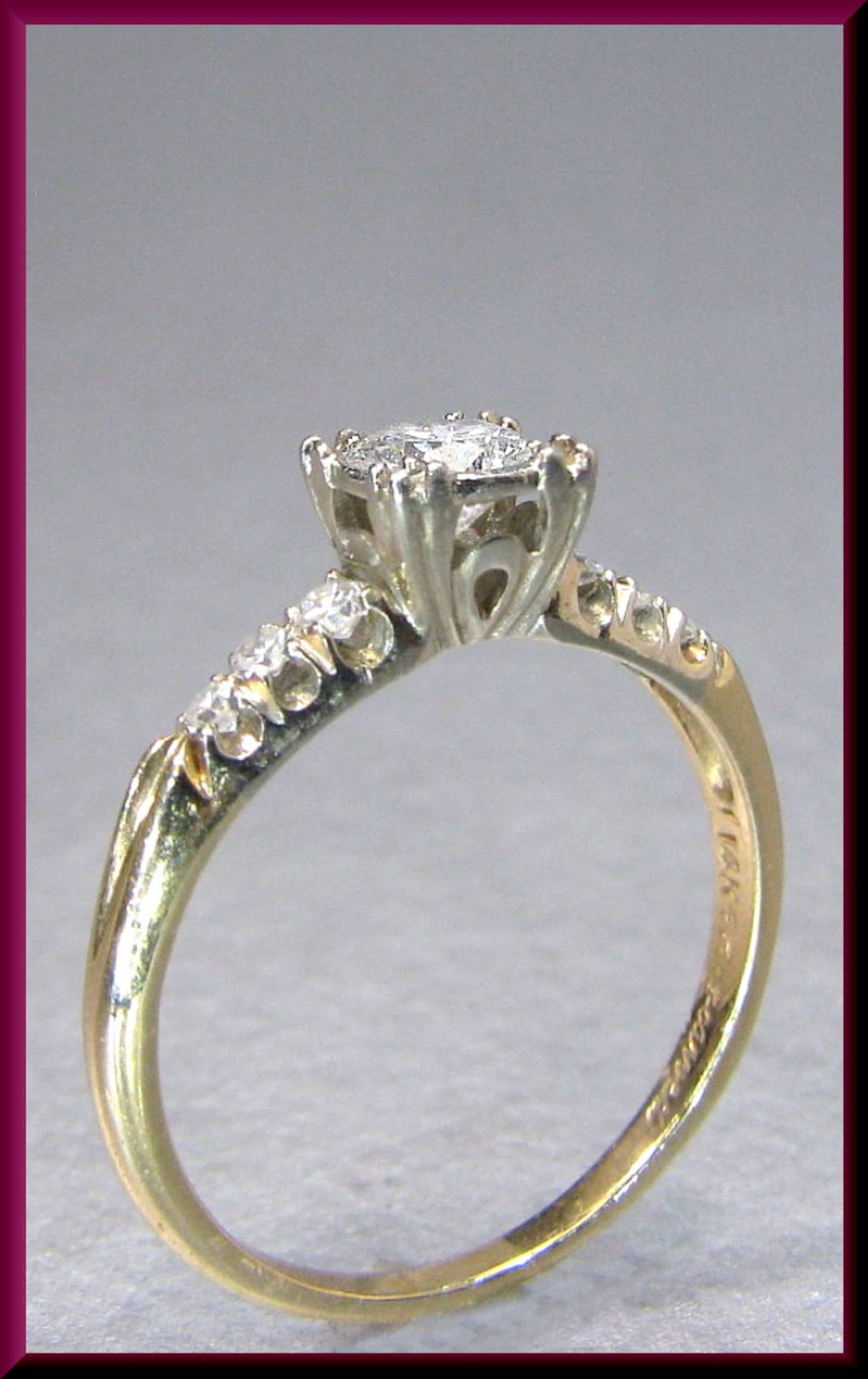 Vintage Diamond Engagement Ring Antique Diamond Engagement - Etsy
