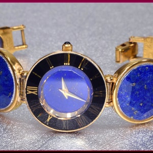 Blue Lapis Watch, Gold and Lapis Watch, Lapis Watch, Lapis and Onyx ...