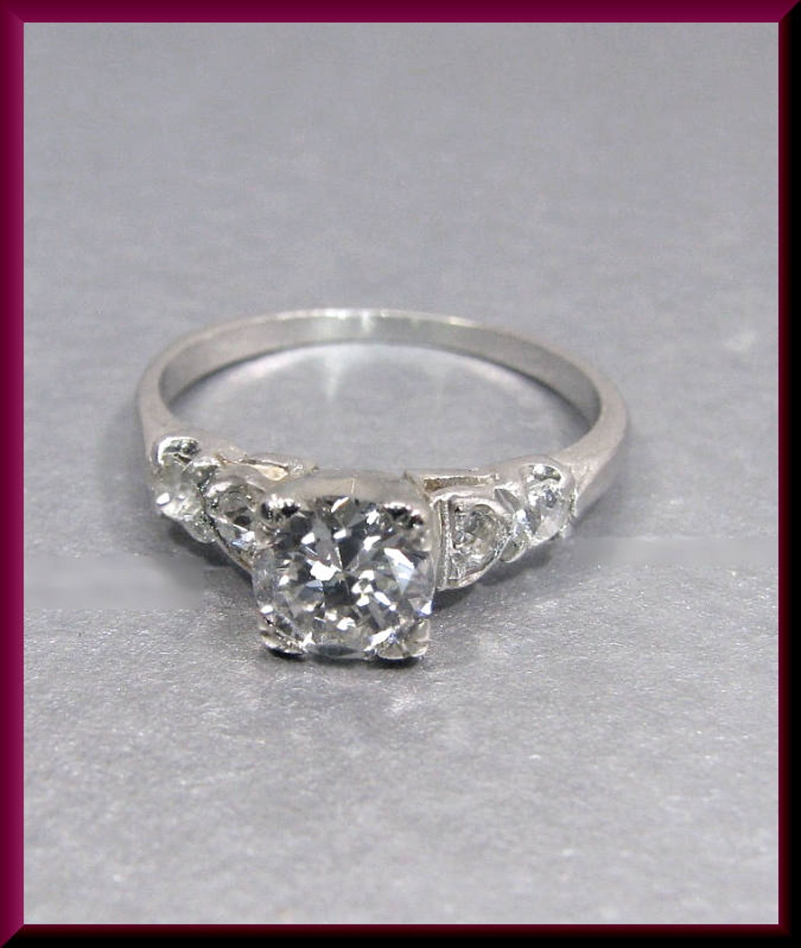 Vintage Diamond Engagement Ring Antique Diamond Engagement - Etsy
