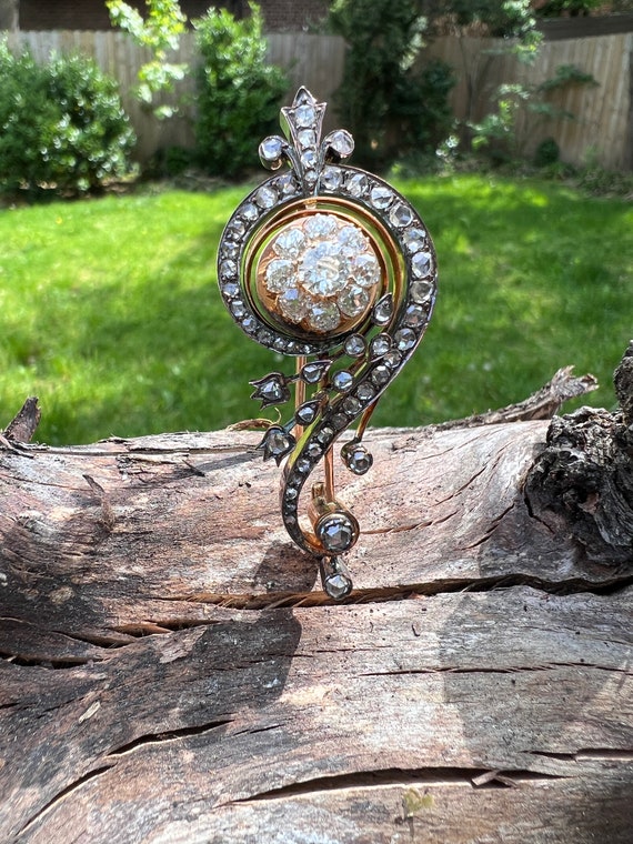 Victorian G Clef Pin, Diamond G Clef Pin, Rose Cut … - Gem