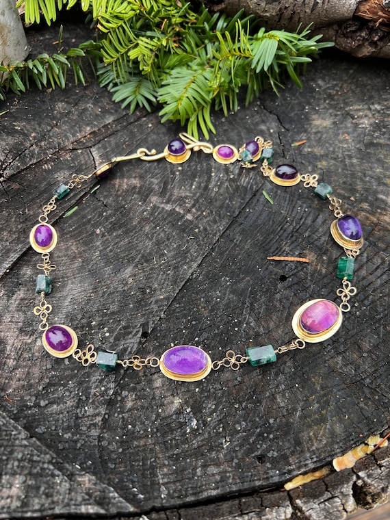 Amethyst Necklace, Amethyst Choker, Amethyst Pendant - Gem