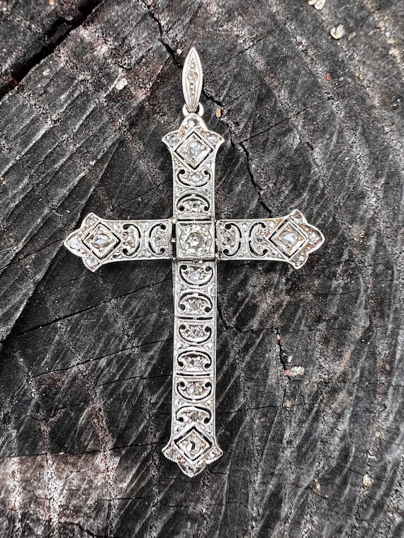 Art Deco Cross, Deco Cross, Diamond Cross, Large Diam… - Gem