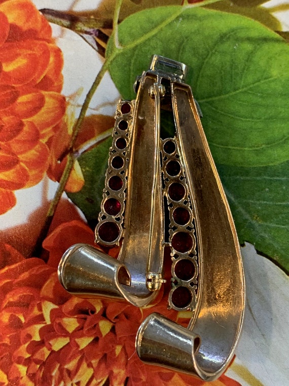 Retro Ruby Pin, Ruby Ribbon Pin, Gold Ribbon Brooch, … - Gem