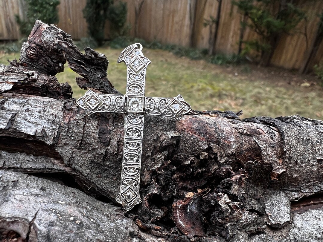 Art Deco Cross, Deco Cross, Diamond Cross, Large Diamond Cross - Etsy
