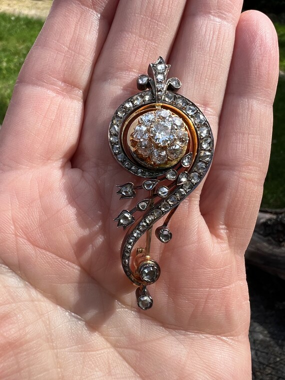 Victorian G Clef Pin, Diamond G Clef Pin, Rose Cut … - Gem