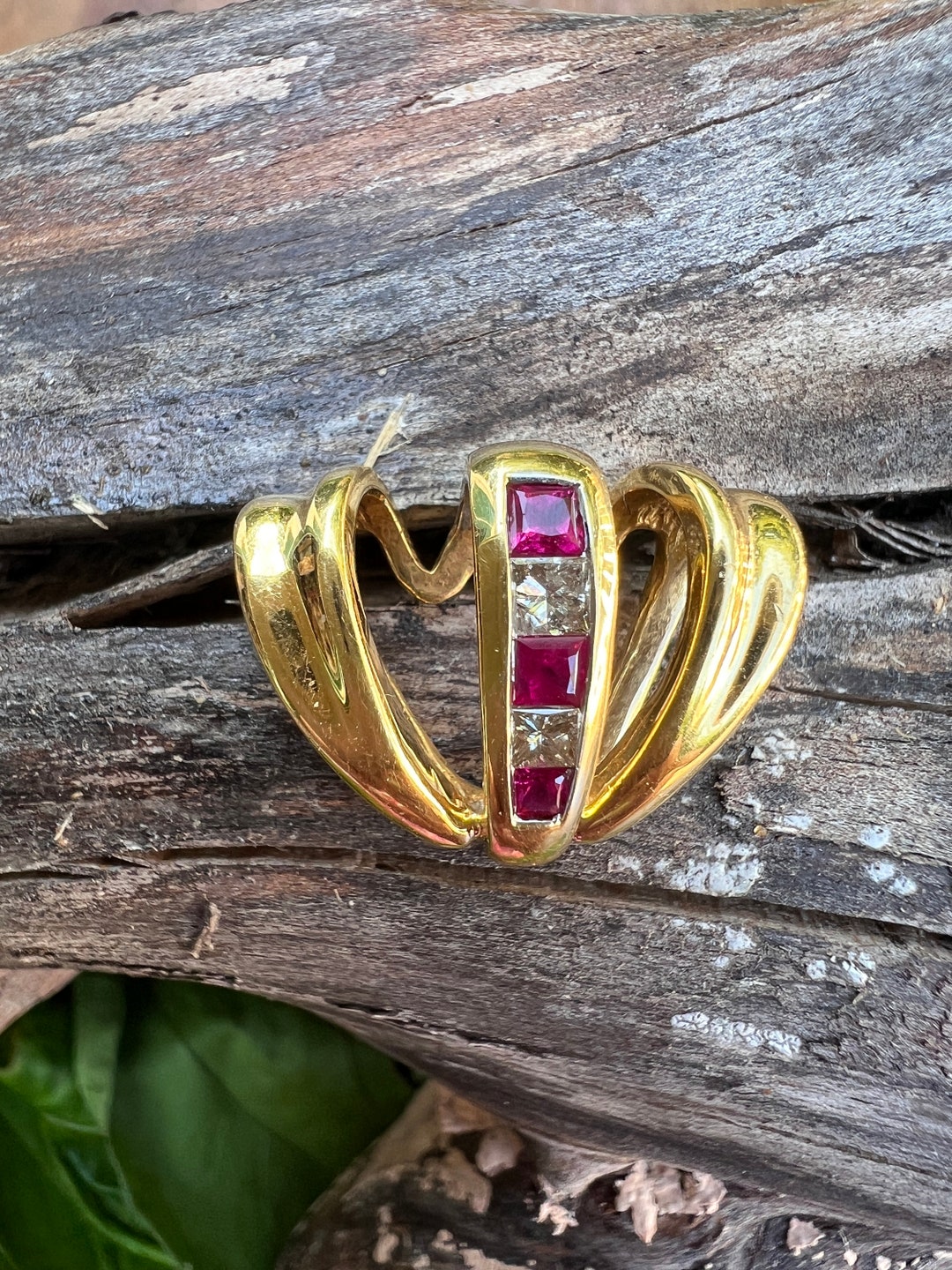 Ruby Slide, Gold and Ruby Slide, Diamond Slide, Ruby Pendant - Etsy