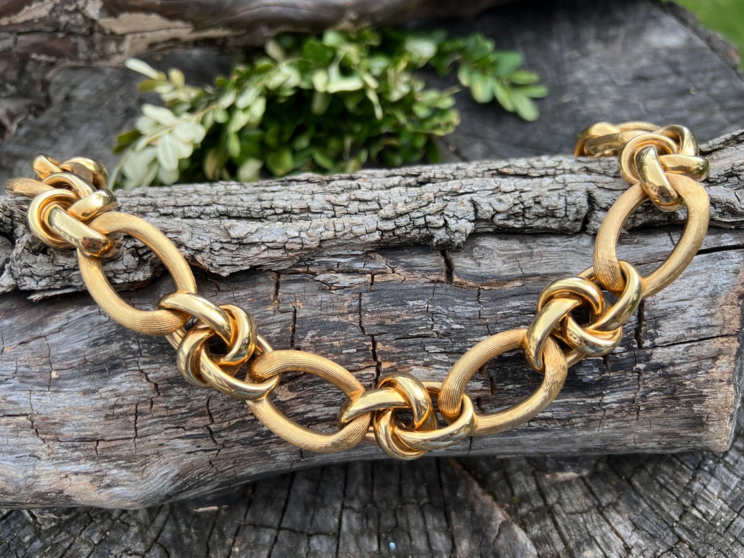 Chunky Gold Necklace, Wide Gold Choker, Thick Gold Necklace, Bold Gold ...