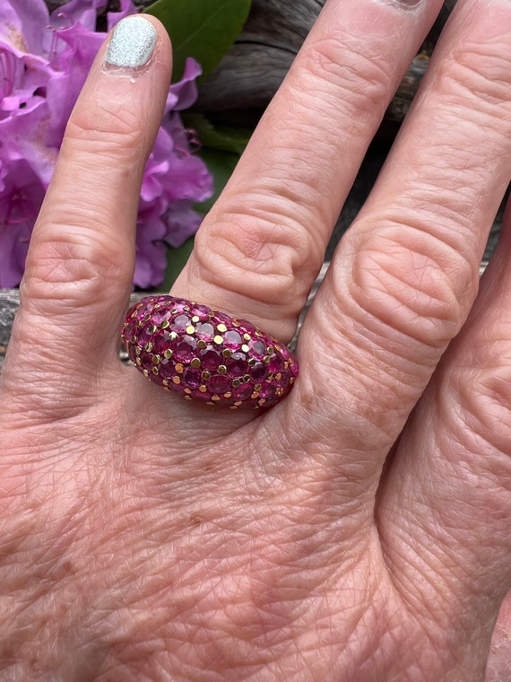 Wide Gold Ruby Band, Ruby Dome Band, Wide Ruby Ring, … - Gem