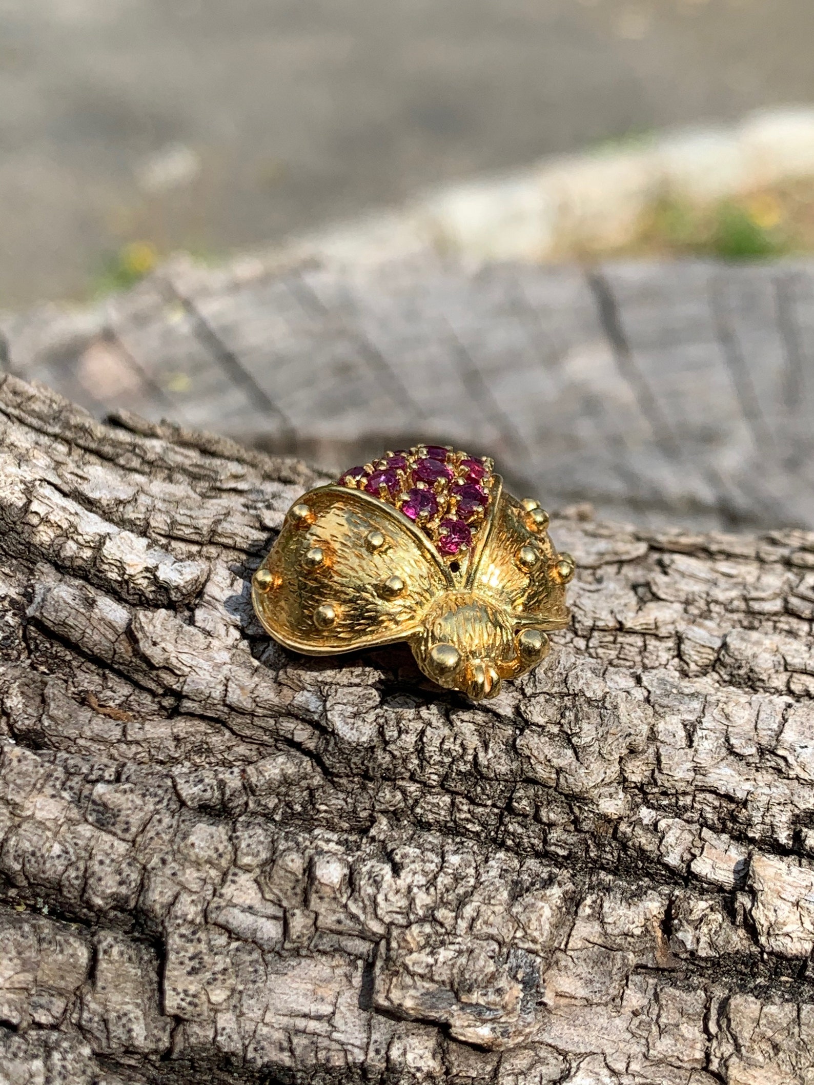 Gold Ladybug Brooch Ruby Ladybug Gold Ladybug Pendant Gold | Etsy