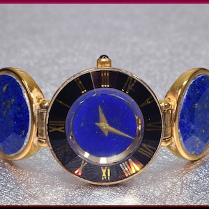 Blue Lapis Watch, Gold and Lapis Watch, Lapis Watch, Lapis and Onyx ...