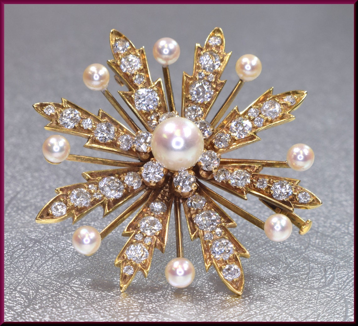 Brooch Bouquet Vintage Pearl Brooch Pin Gold Brooch Lapel - Etsy