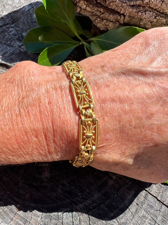 Victorian Gold Bracelet, Antique Gold Bracelet, Wide … - Gem