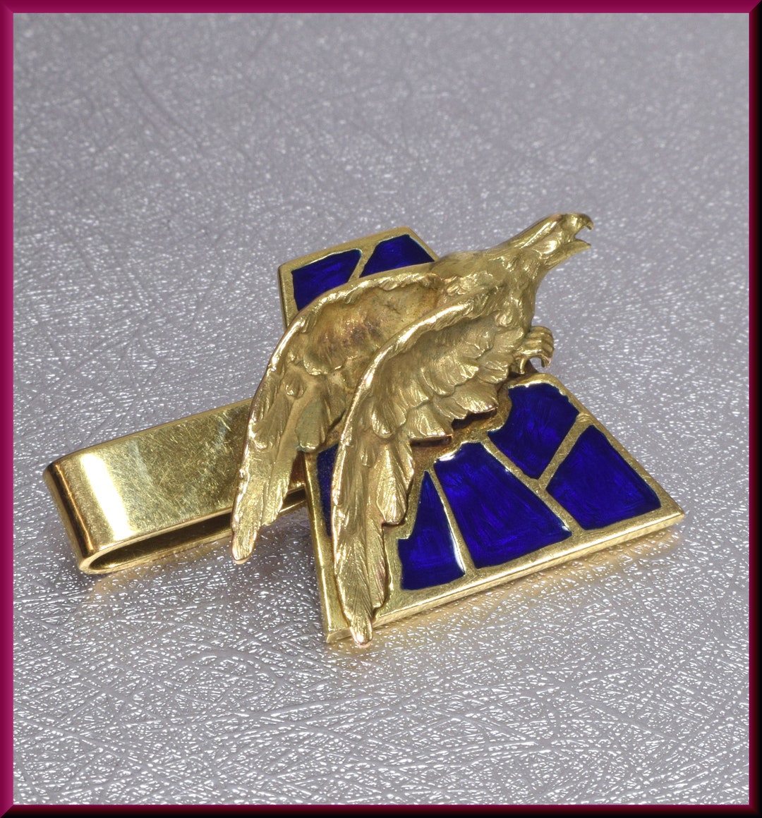 Blue Enamel Money Clip, Eagle Money Clip, Gold Money Clip, Unique Money ...