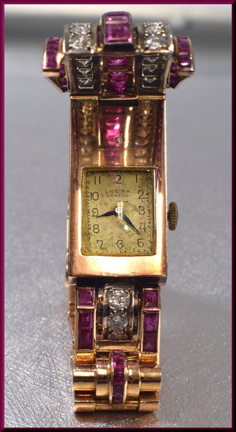 Art Deco Ruby Watch Covered Watch Art Deco Diamond Watch | Etsy