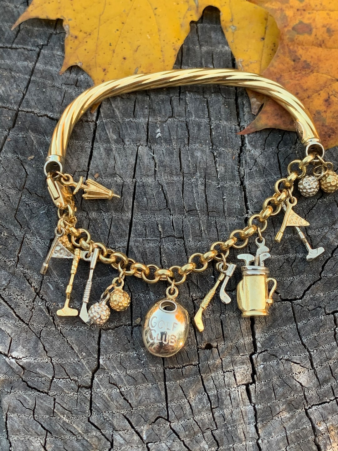 Gold Golf Charm Bracelet, Golf Bracelet, Golf Charms - Etsy