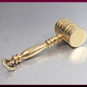 14K Yellow Gold Judge's Gavel Charm or Pendant Gift for Her - Etsy