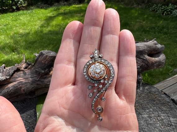 Victorian G Clef Pin, Diamond G Clef Pin, Rose Cut … - Gem
